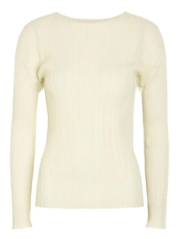 Issey Miyake Pleated Woven Top - Off White