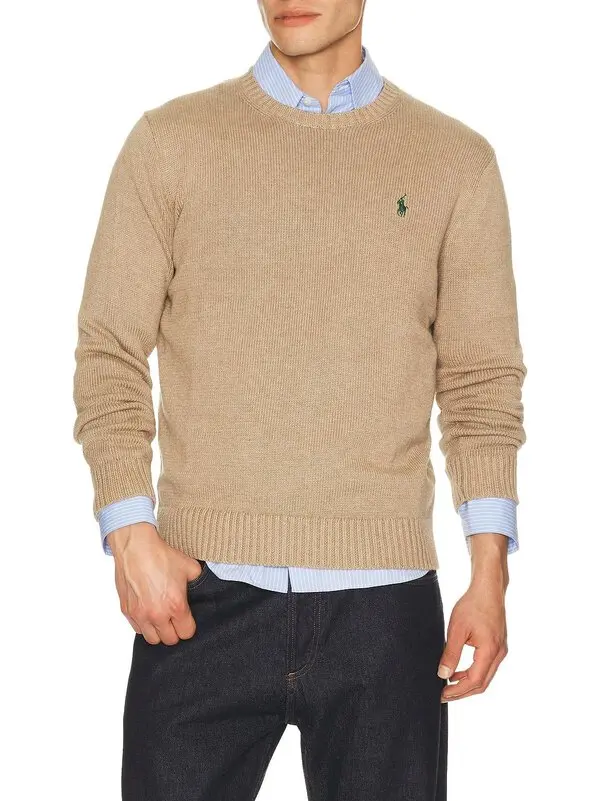 Polo Ralph Lauren Cotton Shaker Knit Crewneck Sweater - Bronze Melange