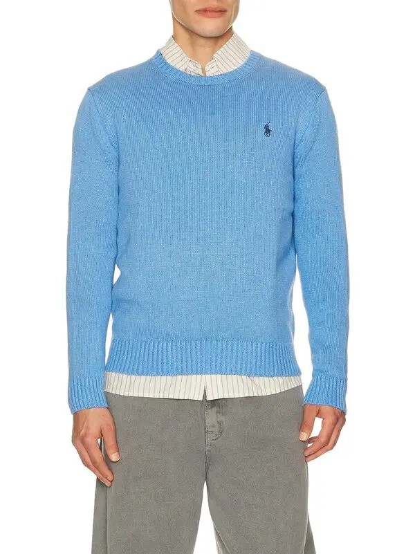 Polo Ralph Lauren Cotton Shaker Knit Crewneck Sweater - Soft Royal Heather