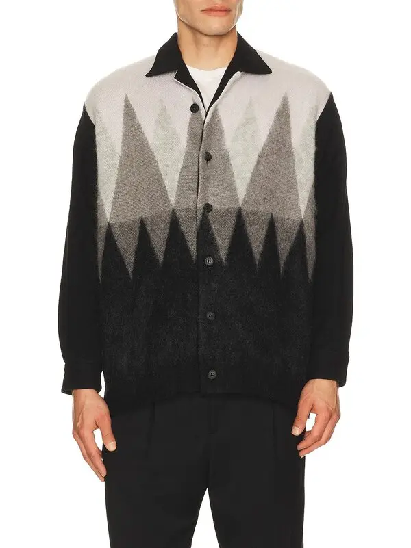 Comme Des Garçons Wool Knit Button Down Sweater - Black & Grey