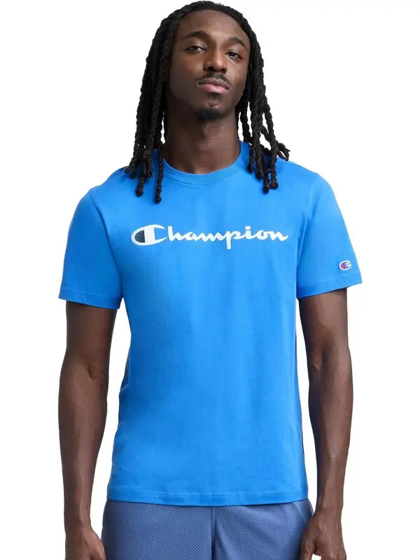 Champion Classic Graphic T-shirt, Script Logo - Nebulas Blue