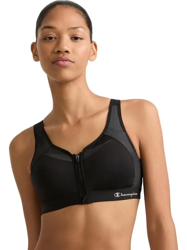 Champion Motion Control Zip Sports Bra - Black