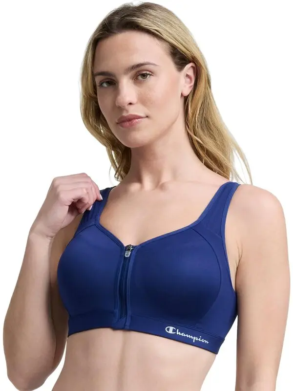 Champion Motion Control Zip Sports Bra - Blue Depth