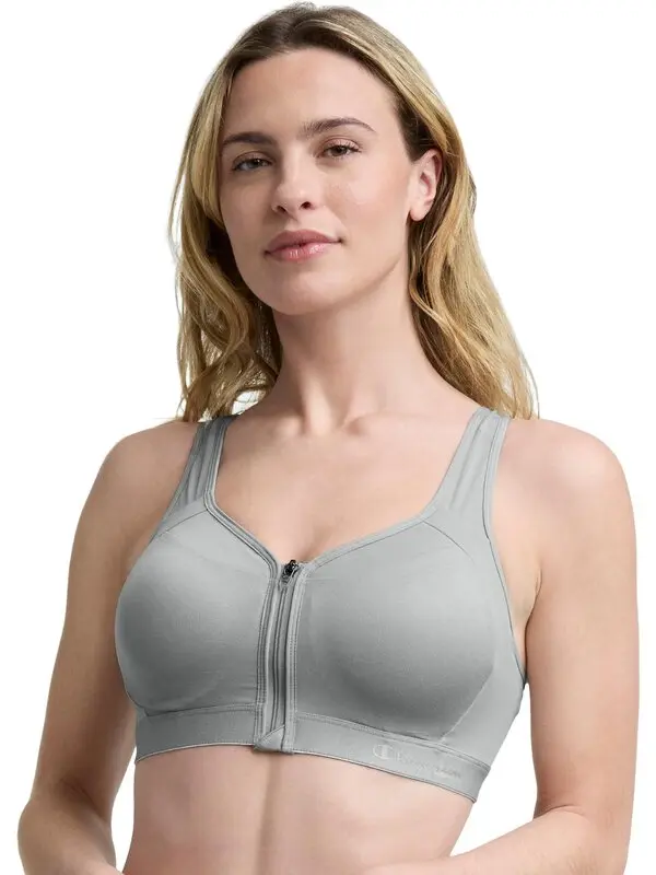 Champion Motion Control Zip Sports Bra - Oxford Grey Heather