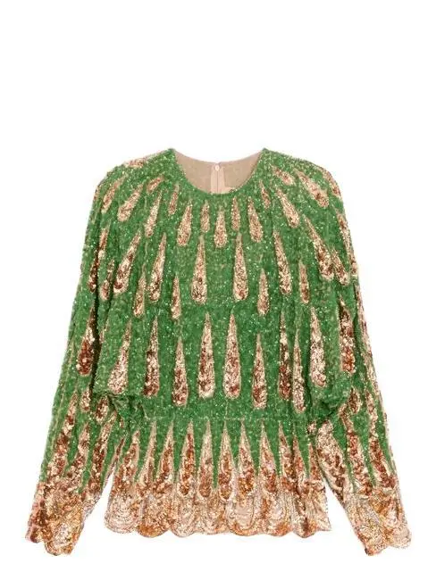 Valentino Garavani Embroidered Chiffon Top - Green/multicolour