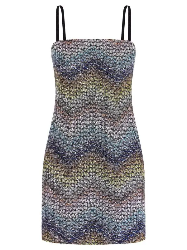 Missoni Sequin-embellished Metallic Crochet-knit Mini Dress - Blue