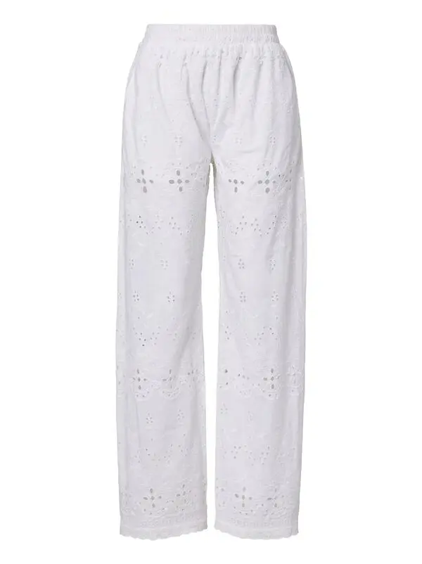 Melissa Odabash Lula Embroidered Wide-leg Pants - White