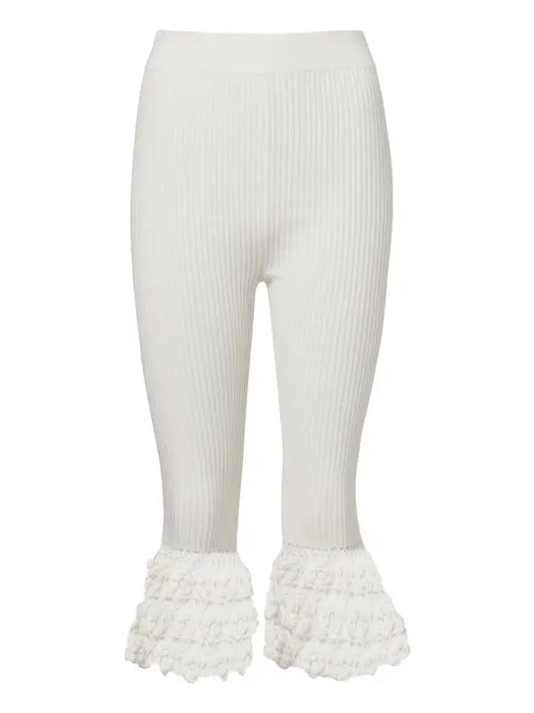 GANNI Crochet-trimmed Ribbed Capri Pants - White