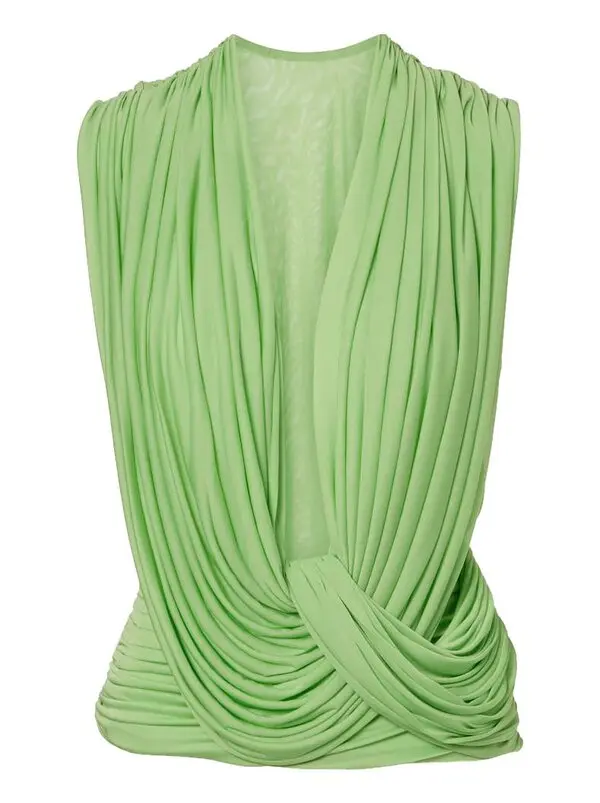 Christopher Esber Ripple Draped Jersey Top - Green