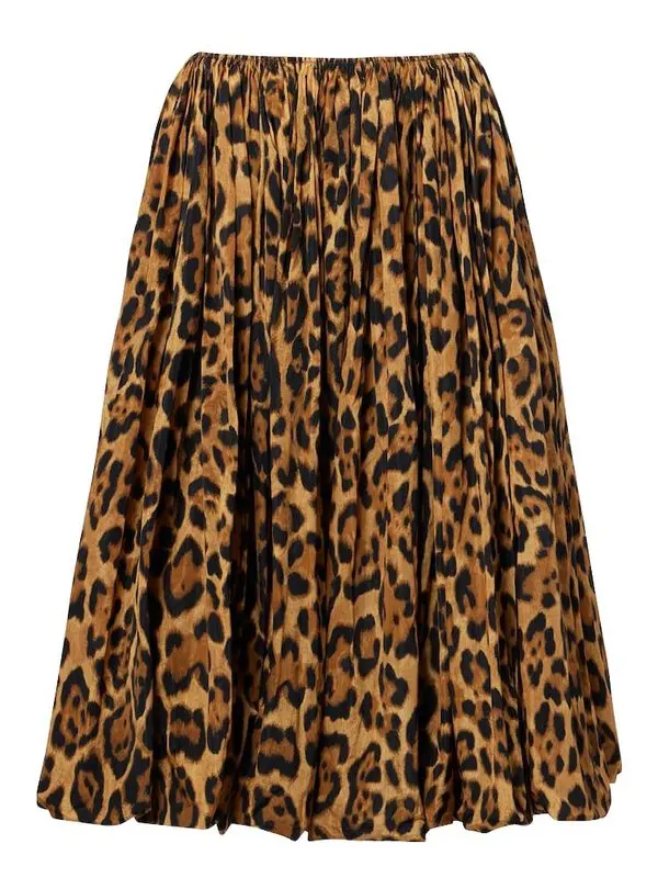 Alaïa Leopard-print Taffeta Midi Skirt - Brown