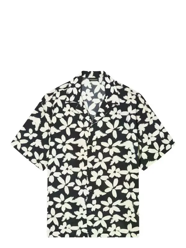 Emporio Armani Floral Beachwear Shirt - Black
