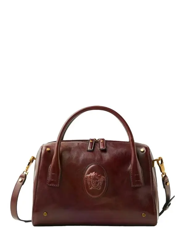 Versace Leather Boston Bag - Brown