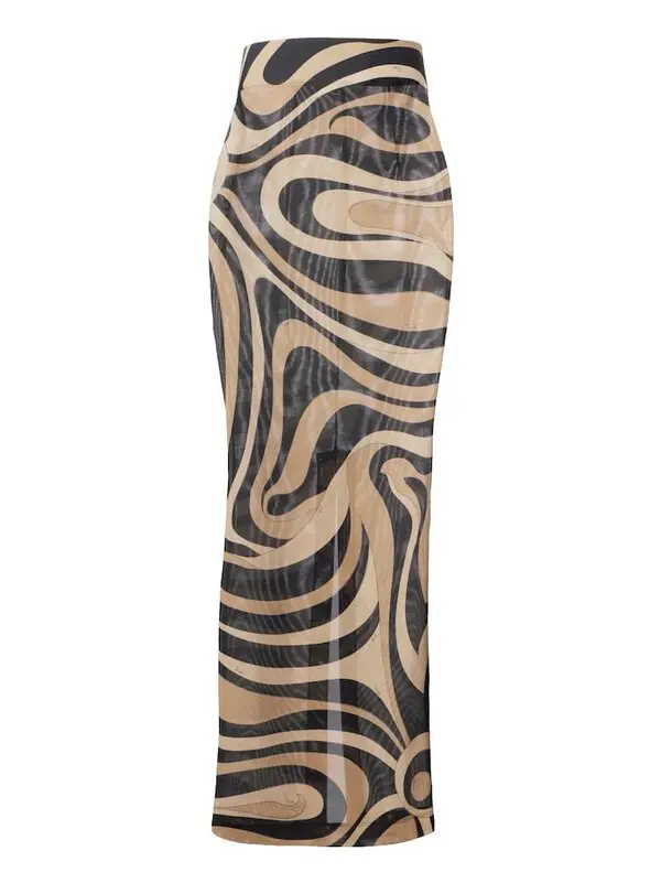 Emilio Pucci Marmo Tulle Maxi Skirt - Beige