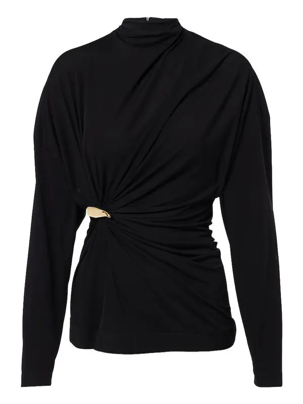 Bottega Veneta Draped Top With Gold Hardware - Black