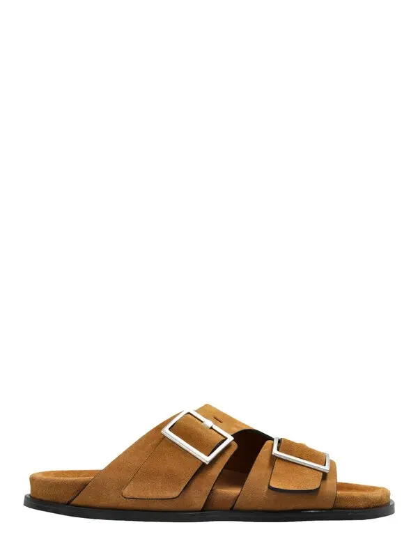 ALOHAS Leather Slides - Brown
