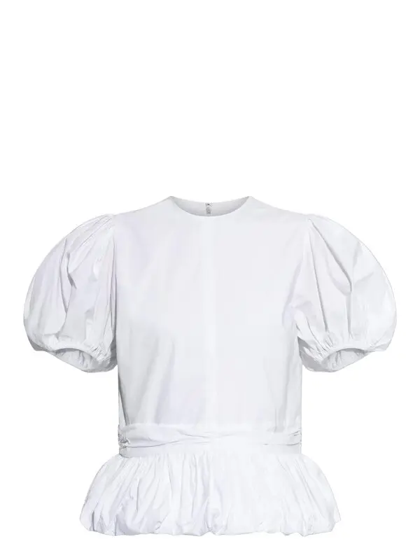 ROTATE BY BIRGER CHRISTENSEN Puff Sleeve Peplum Top - White