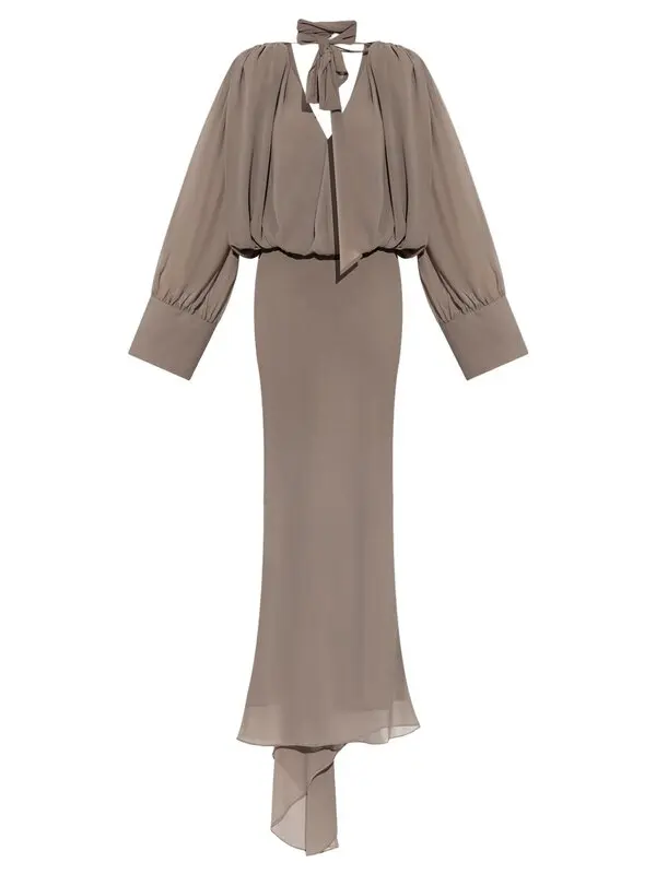 ROTATE BY BIRGER CHRISTENSEN Dress With Detachable Scarf - Brown