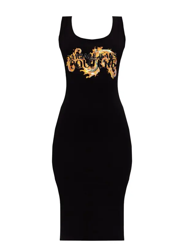 Versace Printed Sequined Dress - Black