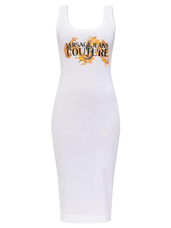 Versace Printed Sequined Midi Dress - White
