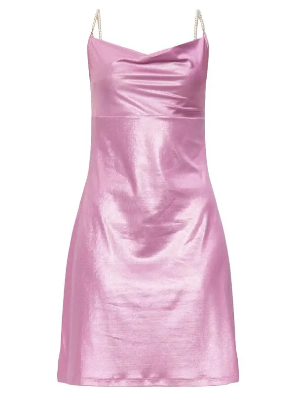 Versace Mini Dress With Pearl Straps - Pink