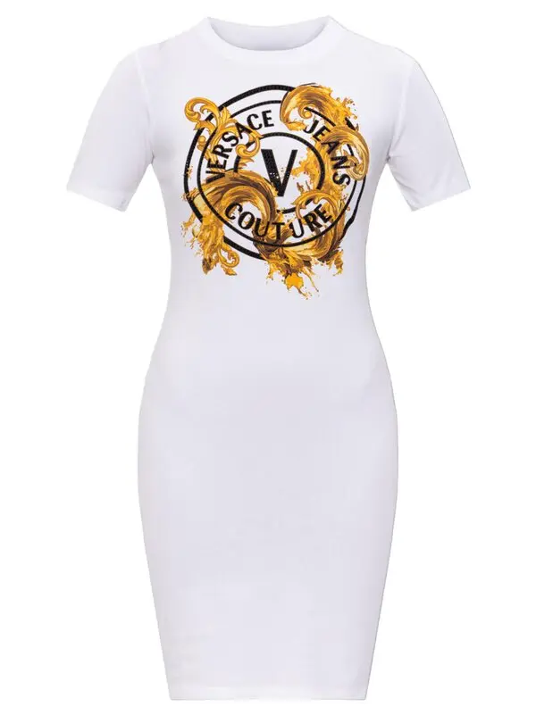 Versace Printed Sequined Mini Dress - White