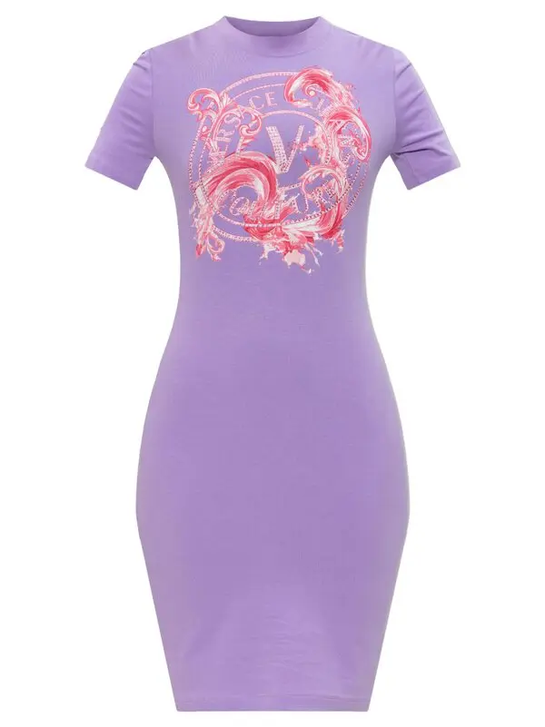 Versace Dress With Print And Sequins - Purple