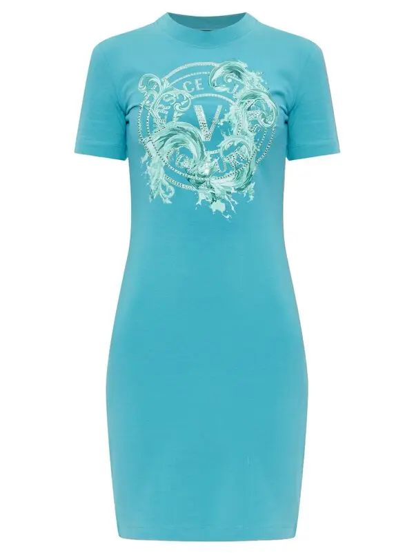 Versace Printed Sequined Dress - Blue
