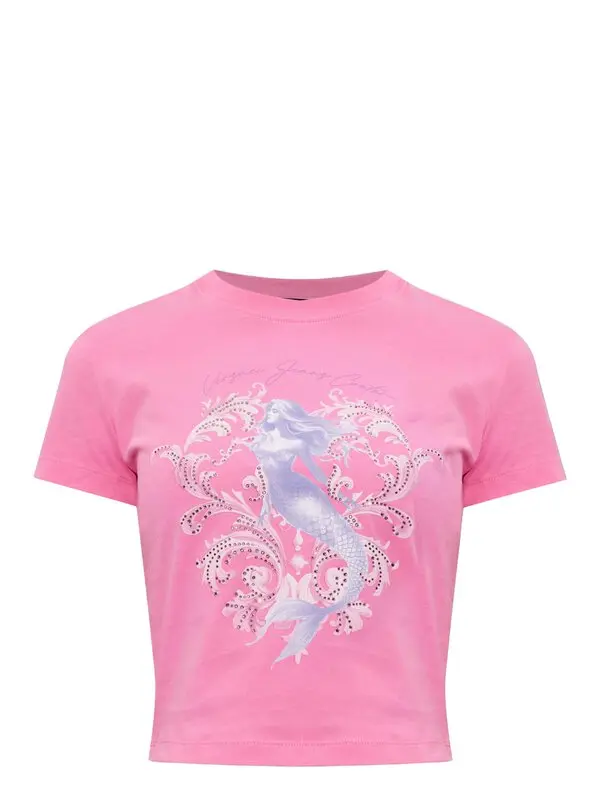 Versace T-shirt With Print And Sequins - Pink