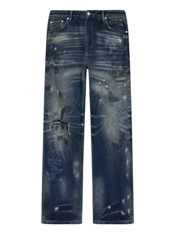 MISBHV Vintage-effect Straight Leg Jeans - Navy Blue