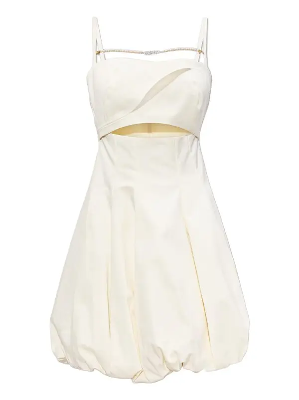 Versace Short Dress With Decorative Slits - Cream