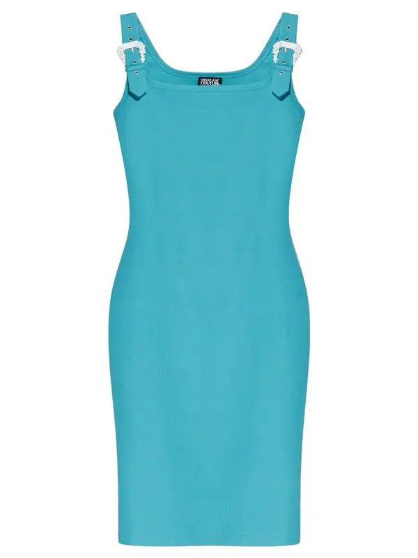 Versace Midi Dress With Buckle Straps - Blue
