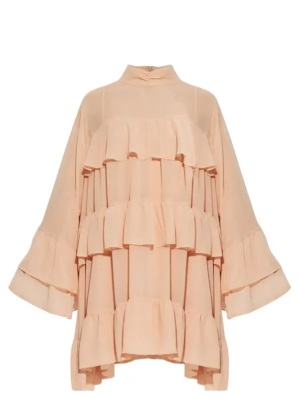 GESTUZ Gzchiffany Ruffled Oversized Dress - Pink