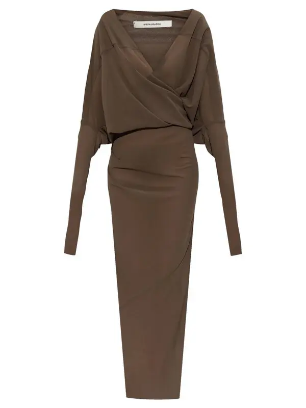 ENTIRE STUDIOS Draped Maxi Dress - Brown