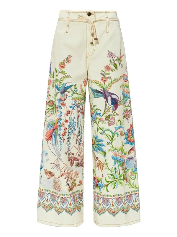 Etro Botanical Motif Trousers - Cream