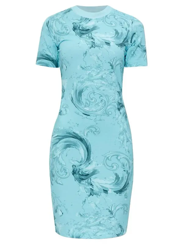 Versace Barocco Print Dress - Blue
