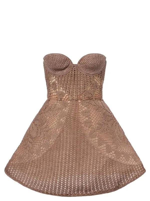 Magda Butrym Crochet Cotton Corset Mini Dress - Brown