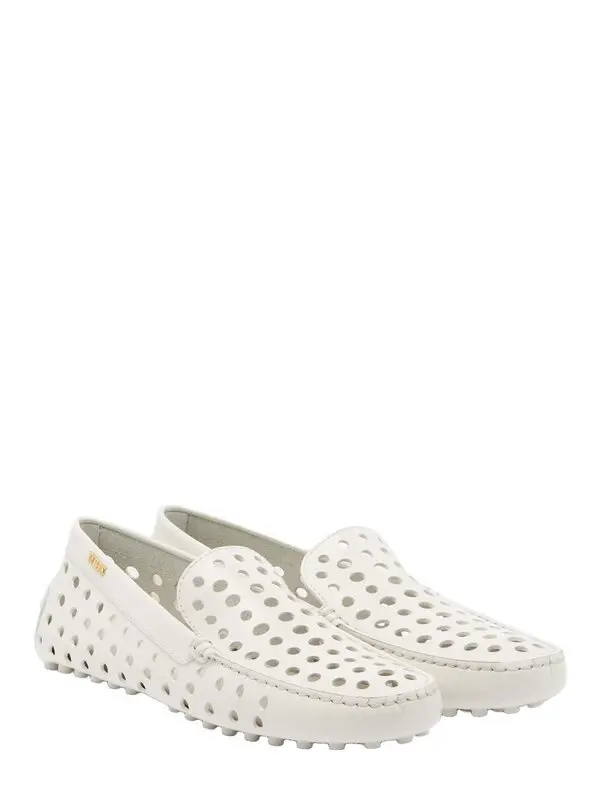 TOD'S Gommino Perforated Leather Loafers - White