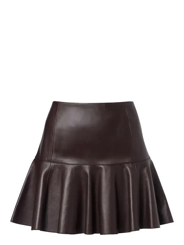 Alaïa Pleated Leather Miniskirt - Brown