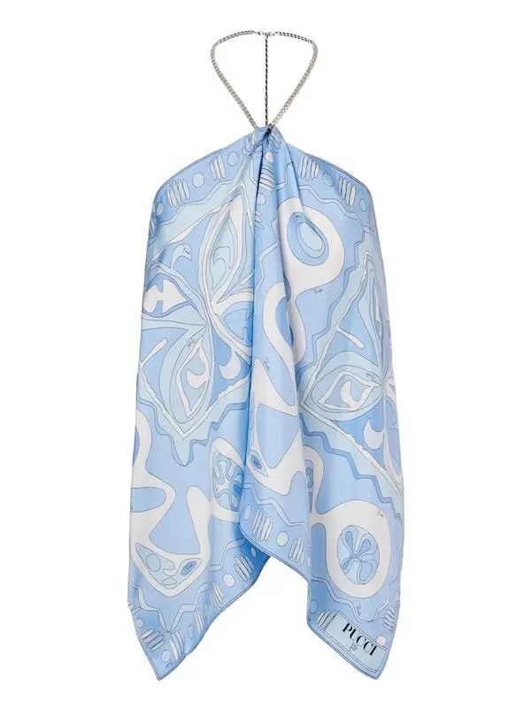 Emilio Pucci Angoli Silk Twill Top - Blue