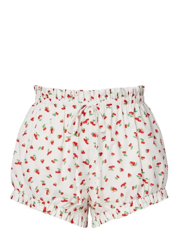 Posse Delia Printed Cotton Shorts - White