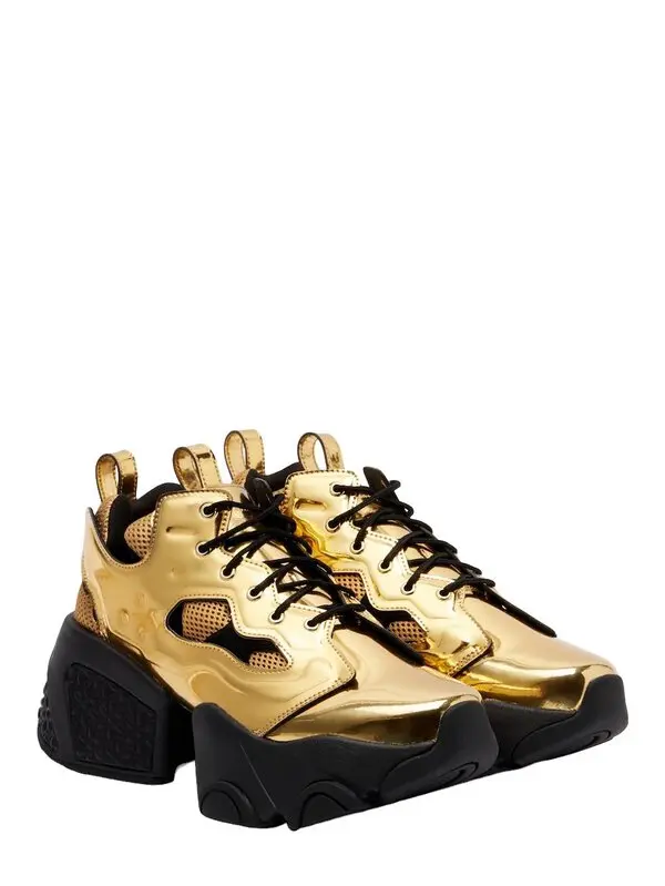 Noir Kei Ninomiya X Reebok Metallic-effect Platform Sneakers - Gold