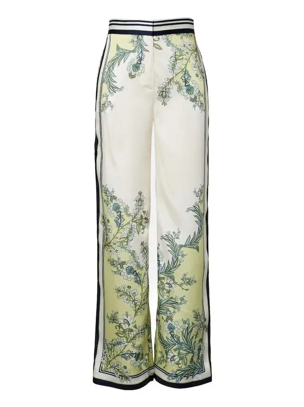 Veronica Beard Grigore Floral Twill Palazzo Pants - Green