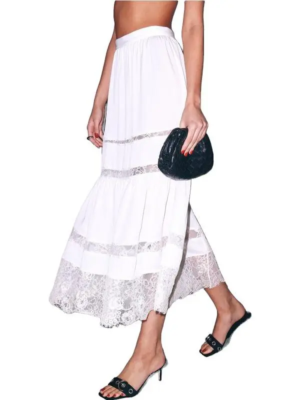 FLEUR DU MAL Juliet Lace Maxi Skirt - Neutral