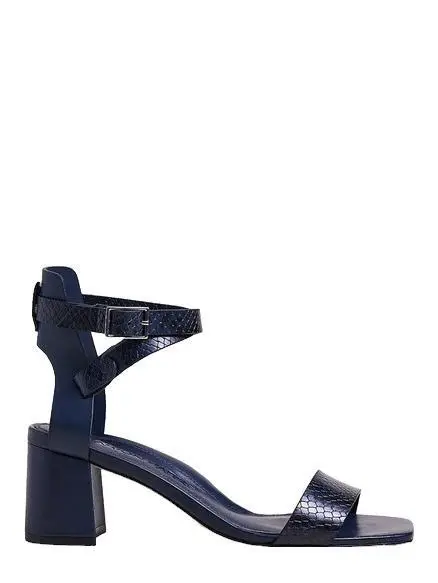 Marion Parke Python Block Heel Sandal - Navy