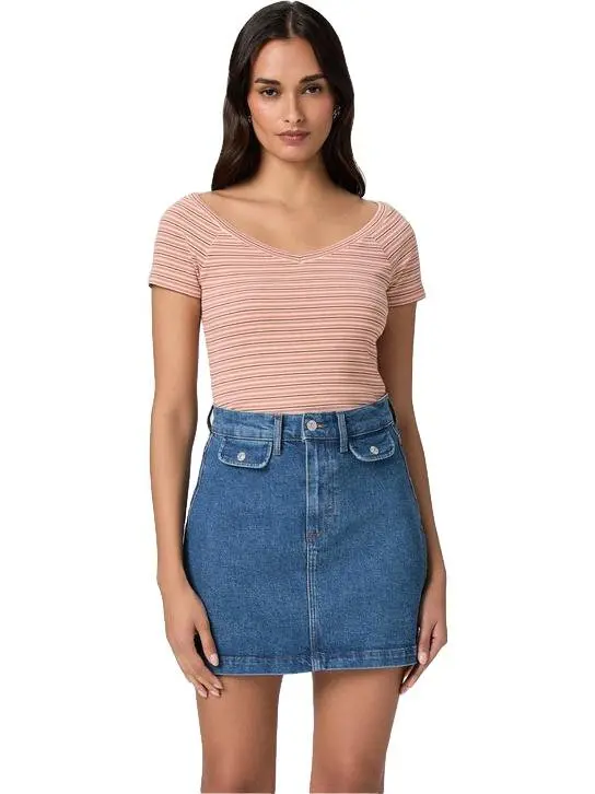 Paige Janelle Denim Mini Skirt - Gold / Neutral