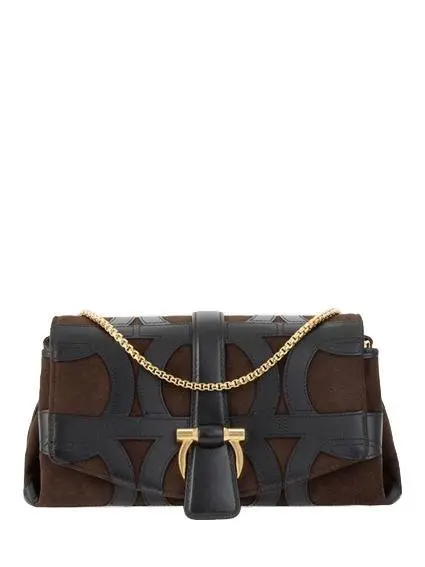 FERRAGAMO Front Flap Crossbody Bag - Black