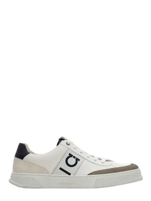 FERRAGAMO Low-top Sneaker With Gancini Detail - Natural
