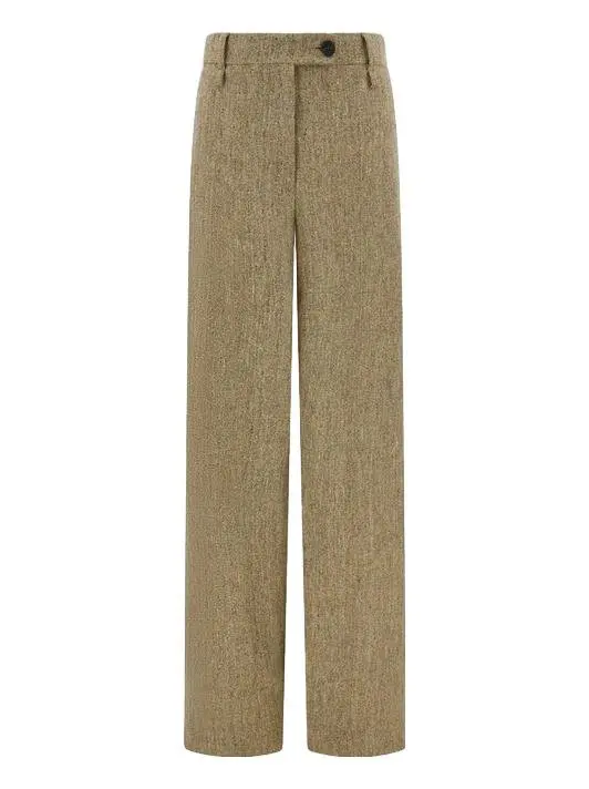 FERRAGAMO Linen Tailored Trouser - Brown / Neutral
