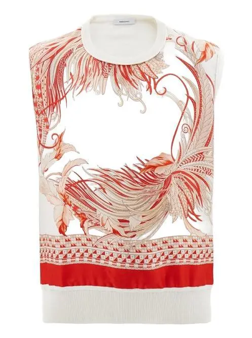 FERRAGAMO Feather Show Print Sleeveless Sweater - Red