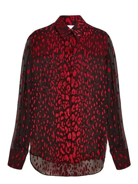 FERRAGAMO Devoré Georgette Shirt - Red